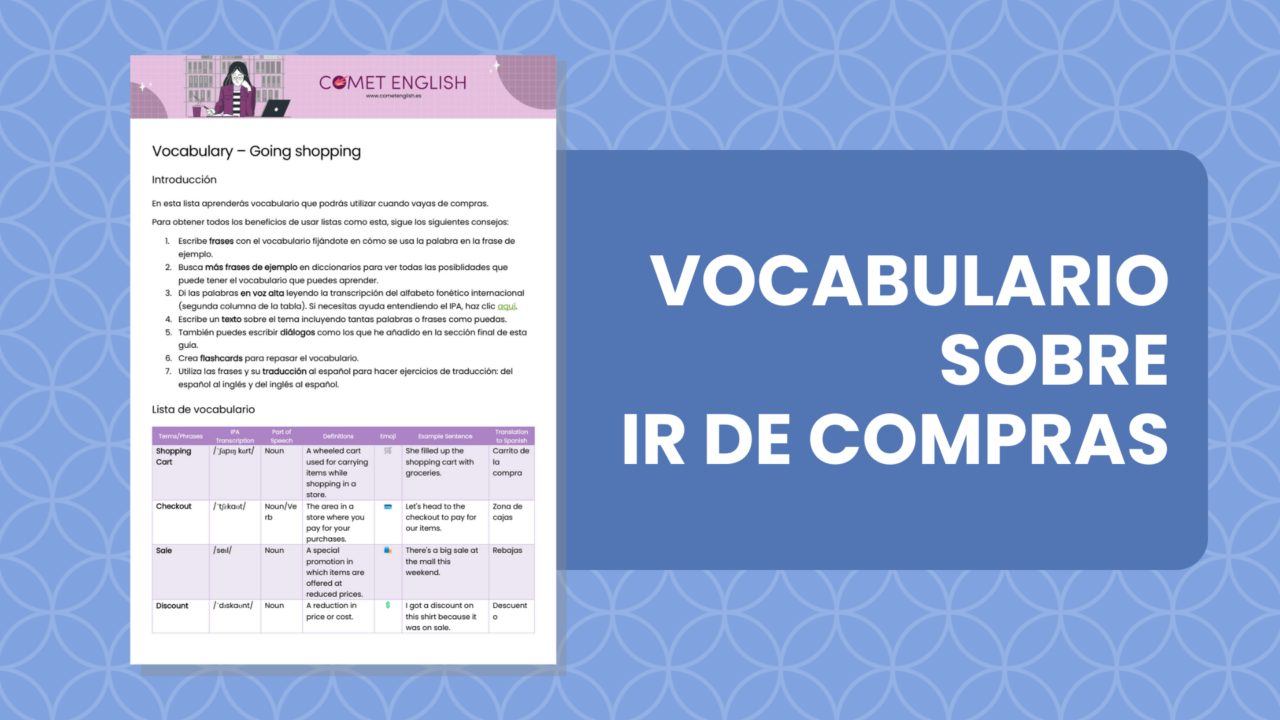 Vocabulario – Ir de compras | Comet English - Language Coaching